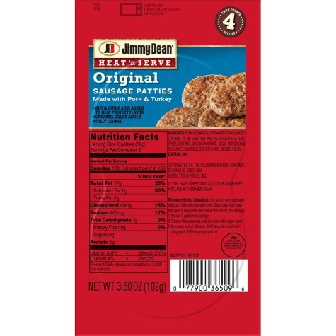 Jimmy Dean® Fully Cooked Original Pork & Breakfast Turkey Sausage ...