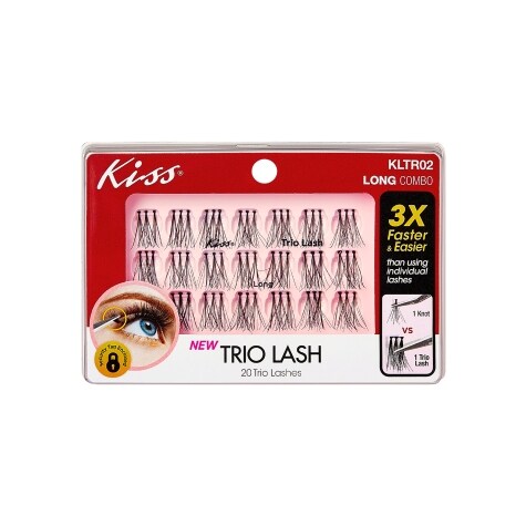Kiss Trio Lash Triple False Eyelash Clusters, 'Long Combo', 20 ct.