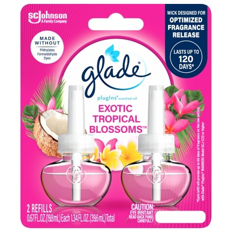 Glade PlugIns Scented Oil Refill 2 CT, Exotic Tropical Blossoms, Plug ...