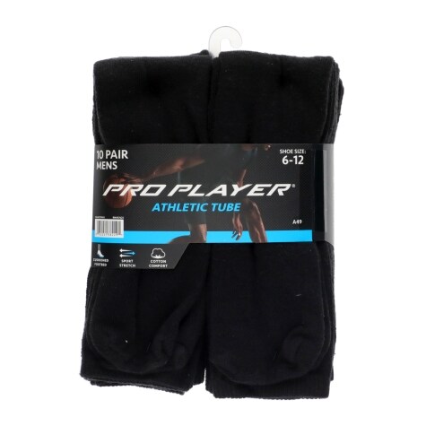 Pro Player Men's Size 6-12 Black Tube Socks, 10-pk.