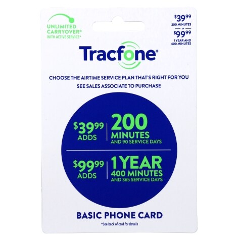 Tracfone Full Year Basic Phone Plan - 400 Minutes