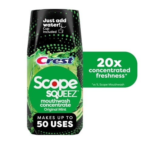 Scope Squeez Mouthwash Concentrate, Original Mint Flavor, Up to 50 Uses ...