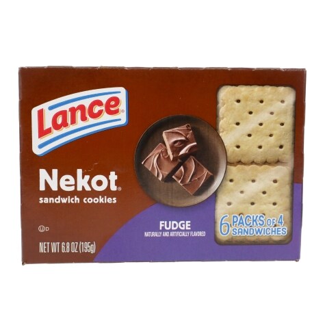 Lance Sandwich Cookies, Nekot Fudge, 6 Individually Wrapped Packs, 4 ...