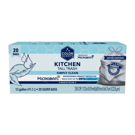 Color Scents Drawstring 13-Gallon Simply Clean Tall Kitchen Trash Bags ...