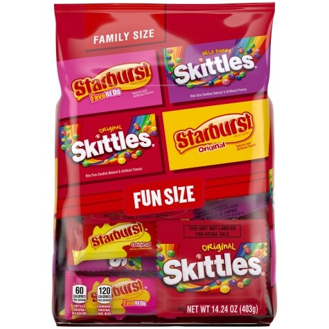 SKITTLES & STARBURST Fun Size Chewy Candy Variety Bag , Family Size, 14 ...