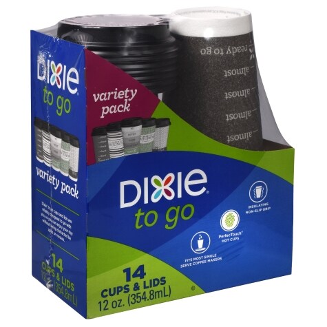 Dixie To Go 12 oz. Cups with Lids, 14 ct.