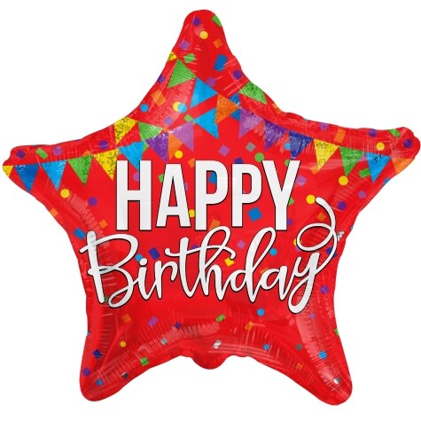 "Happy Birthday" Star-Shaped Foil Balloons