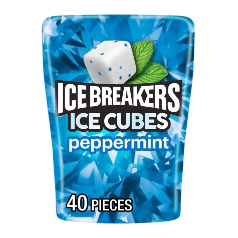 Ice Breakers Ice Cubes Peppermint Sugar Free Chewing Gum Bottle, 40 ct ...