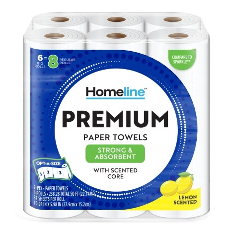 Homeline Premium Strong and Absorbent Lemon-Scented Paper Towels, 6 ct ...