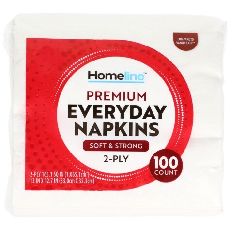 Homeline Premium White Napkins, 100 ct.