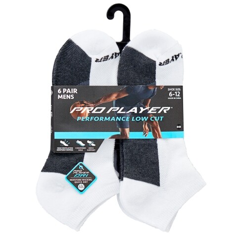 Pro Player Men's Size 6-12 Low-Cut Socks, 6 Pair