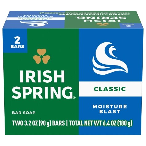 Irish Spring Moisture Blast Deodorant Bar Soap for Men, 12 Hour Fresh ...