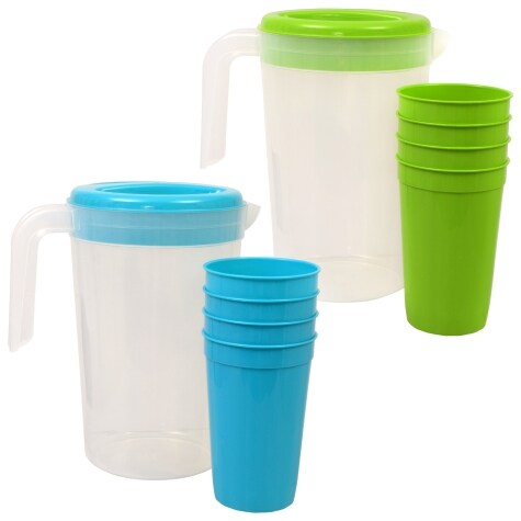Colorful Plastic Pitchers with Coordinating Tumblers, 6 pk.