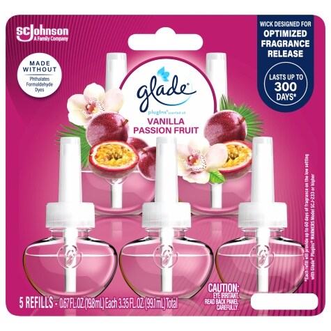 Glade PlugIns Vanilla Passion Fruit Scented Oil Refills, 5 ct.