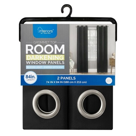 Interiors By Design Black Grommet Top Room Darkening Window Panels ...