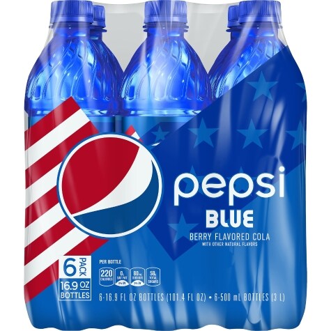 Pepsi Blue Berry Flavored Cola 16.9 Fl Oz 6 Count Bottle