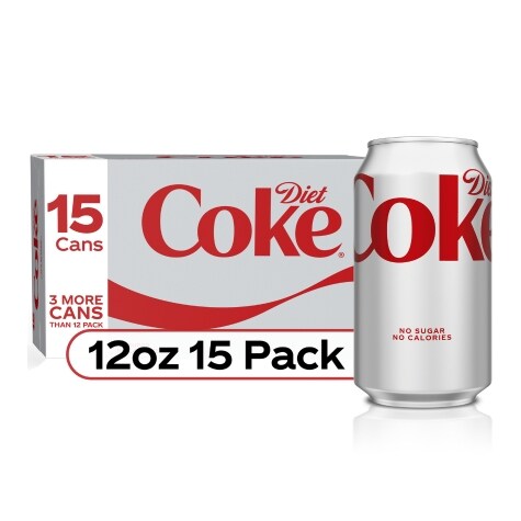 Diet Coke Diet Soda Soft Drink, 12-fl oz. Cans, 15 Pack