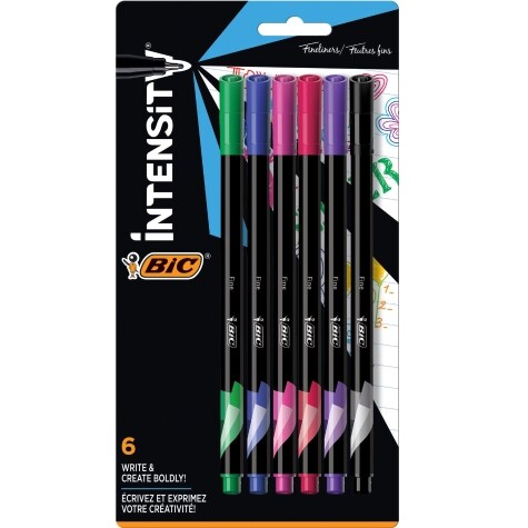 BIC Intensity Fineliner Marker Pen Set, Fine Point Pens (0.4 mm ...