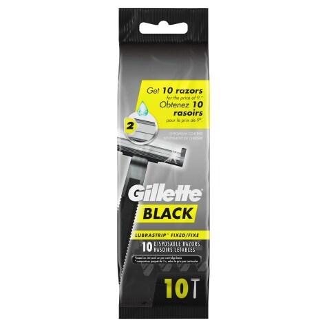 Gillette BLACK Fixed Men's Disposable Razors, 10 Count | Family Dollar