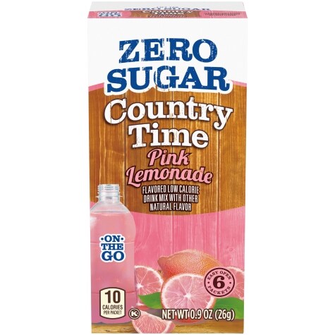 Country Time Zero Sugar Pink Lemonade Drink Mix, 6 ct On-the-Go Packets