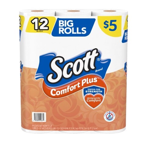 Scott Comfort Plus Bathroom Tissue Rolls, 12-ct.