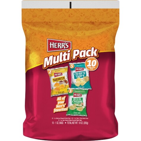 Herr's Multipack Barbecue Flavored/Crisp 'N Tasty/Sour Cream & Onion ...