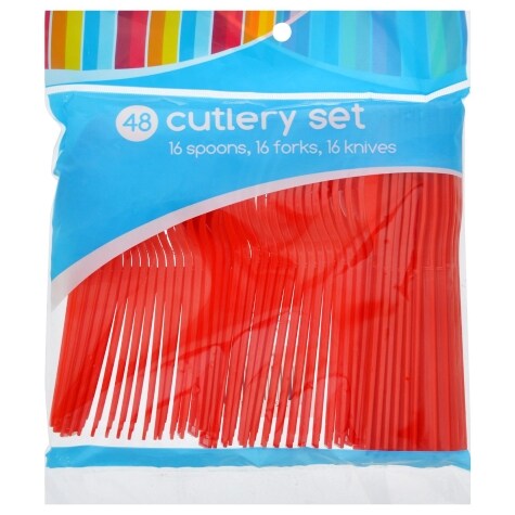 Red Plastic Cutlery Sets, 48 ct.
