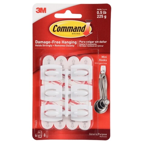 3M Command Damage-Free Mini Hooks, 6 ct.