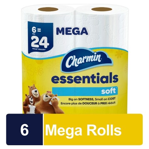 Charmin Essentials Soft Toilet Paper Mega Rolls, 6-ct.