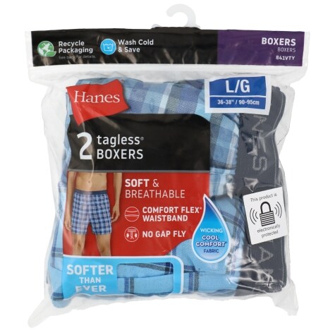 Hanes Men's Large Plaid Boxers, 2 ct.