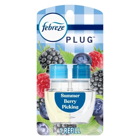 Febreze Odor-Fighting PLUG Air Freshener Oil Refill, Summer Berry Picking, (1) .87 fl. oz. oil ...
