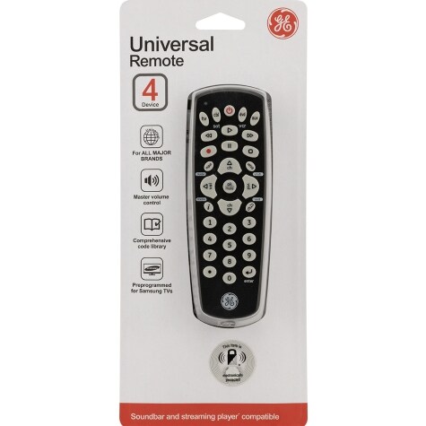 GE Universal Remote Control, 4 Device, Black