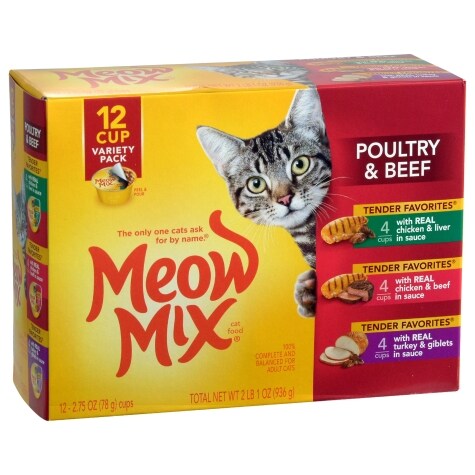 Meow Mix Poultry & Beef Cat Food Variety Packs, 12-ct.