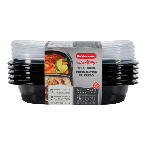 Rubbermaid TakeAlongs Divided Food Storage Containers, 5 Pack