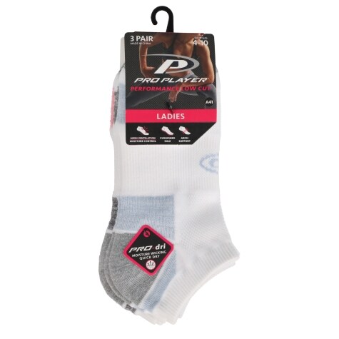 Pro Player Women's Size 4-10 Assorted White Low-Cut Socks, 3 Pair