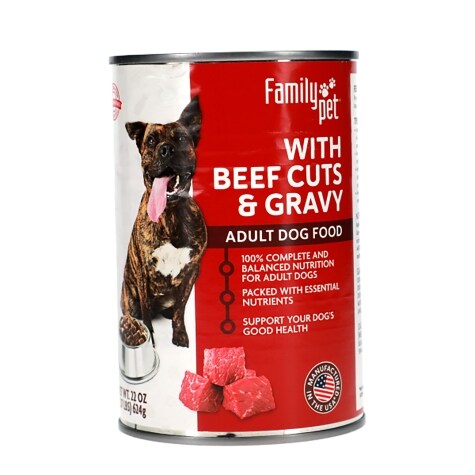 Family Pet Beef Cuts & Gravy Wet Dog Food, 22-oz.