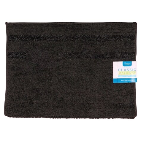 Interiors By Design Microfiber Bath Rug - Black, 18x18 in.