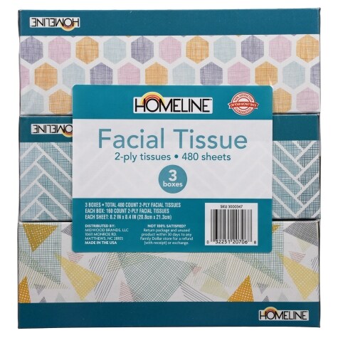 Homeline Multi-Pack Facial Tissue, 3 ct. Pack