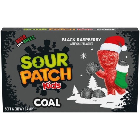SOUR PATCH KIDS Coal Black Raspberry Soft & Chewy Holiday Candy, 3.1 oz