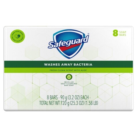 Safeguard Bar Soap Fresh Clean Scent with Aloe, 3.2oz (8 Count)