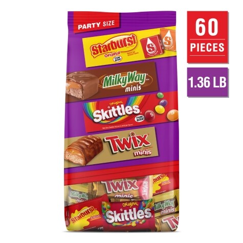 TWIX, MILKY WAY, STARBURST & SKITTLES Candy Variety Pack, Party Size ...