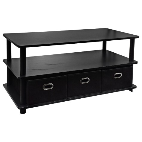 Interiors By Design Black Coffee Table with Storage Bins, 29x15.7x15.5 in.
