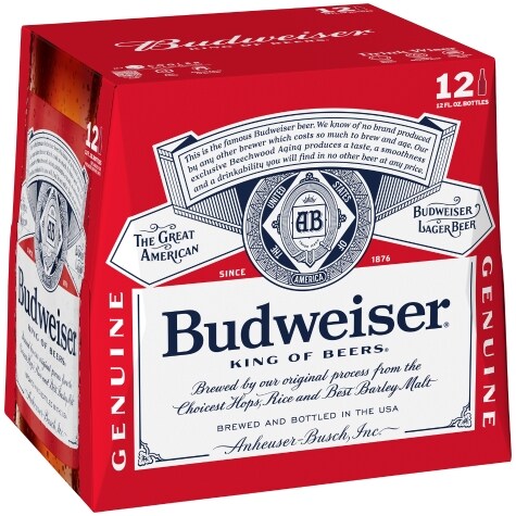Budweiser Beer, 12 Pack Beer, 12 FL OZ Bottles, 5% ABV