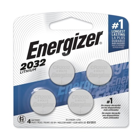 Energizer 2032 Batteries (4 Pack), 3V Lithium Coin Batteries