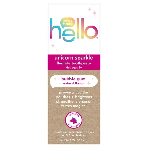 hello Unicorn Sparkle Kids Toothpaste with Fluoride, Bubble Gum ...