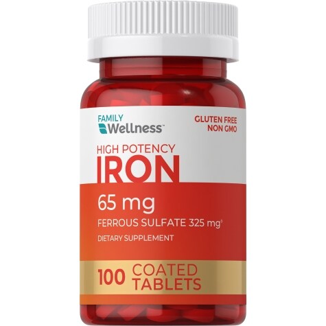 Family Wellness Iron Ferrous Sulfate 65 mg Tablets, 100 ct.