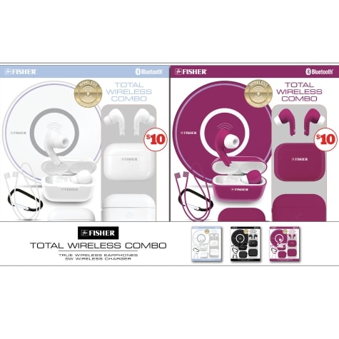 Fisher Total Wireless Combo Bluetooth Earbuds