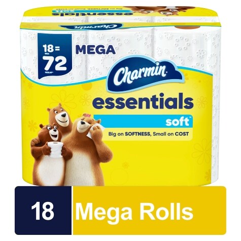 Charmin Essentials Soft Toilet Paper Mega Rolls, 18-ct.