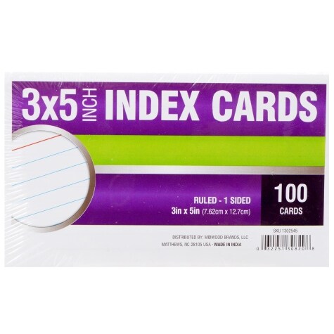 White Lined 3.5" Index Cards, 100 ct.