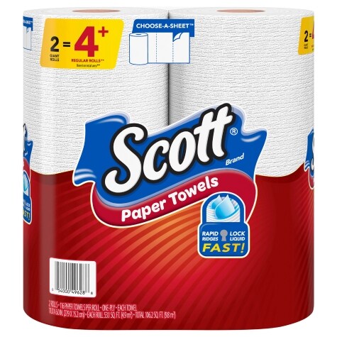 Scott Paper Towels, Choose-A-Sheet - 2 Giant Rolls = 4+ Regular Rolls ...